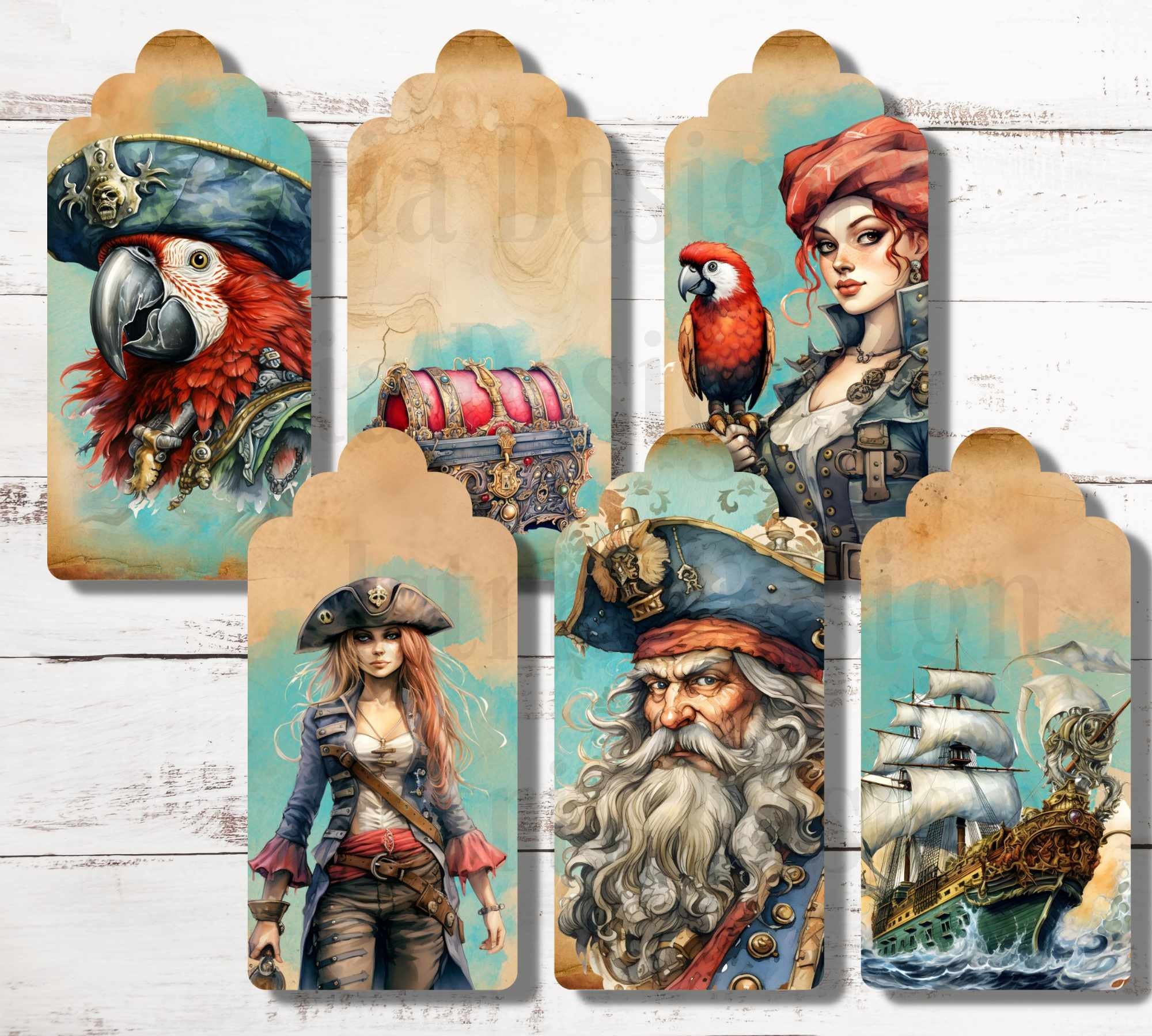 Pirate Gift Tags, Printable Party Favor Tags, Nautical Ephemera ...