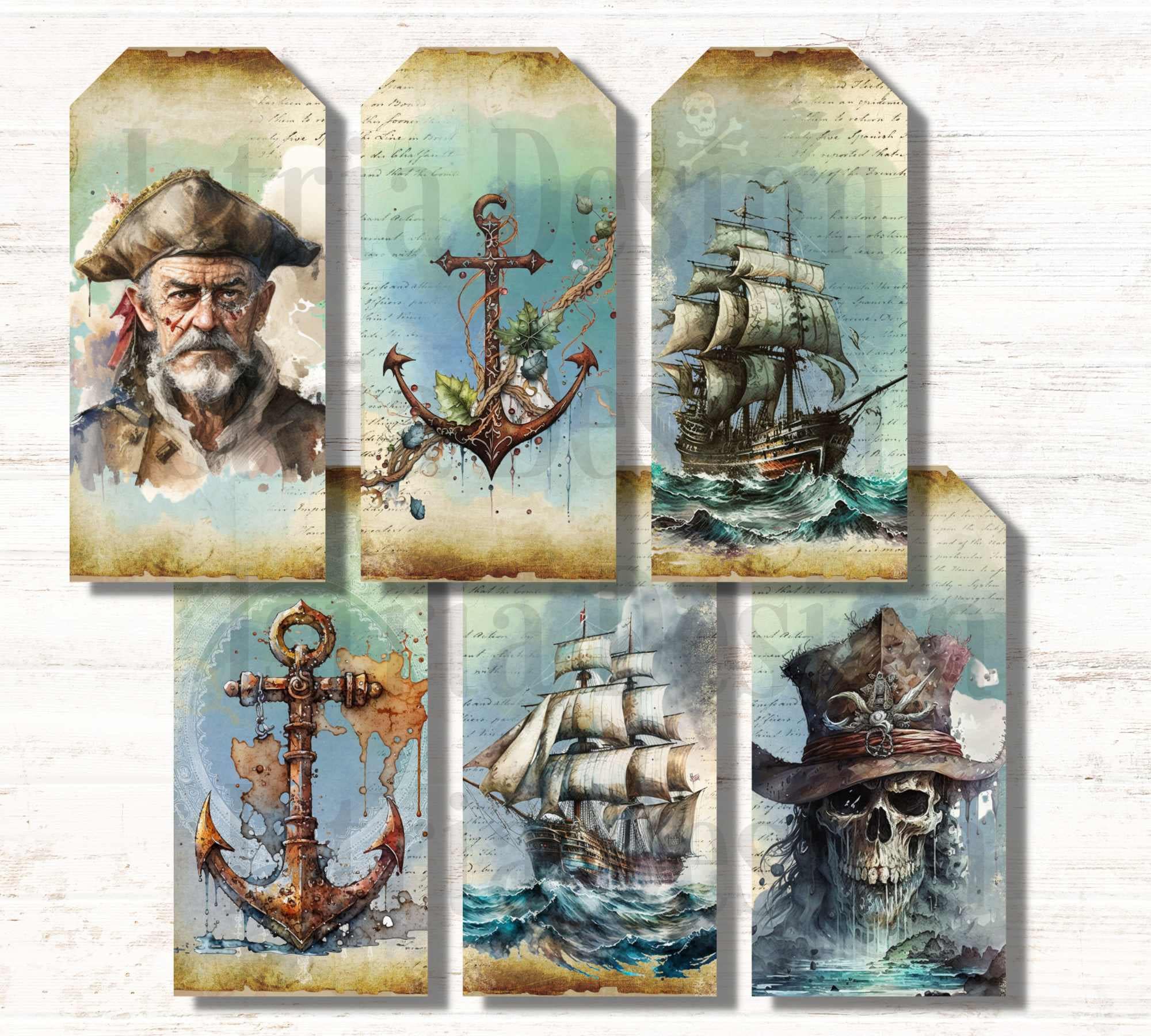 Pirate Gift Tags Printable Party Favor Tags Nautical - Etsy