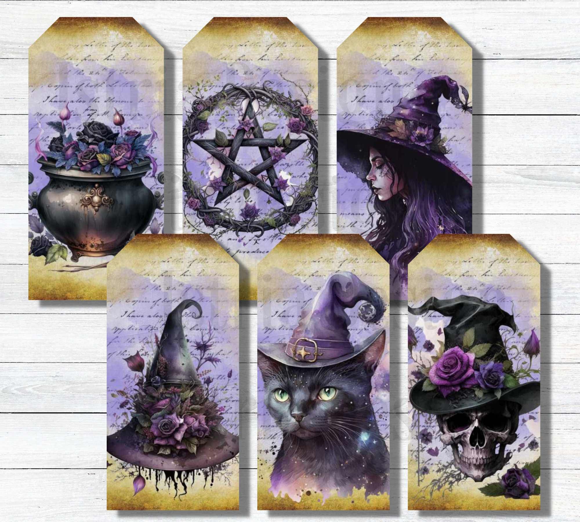 Halloween Party Favor Tags Witch Gift Tags Gothic Witch - Etsy