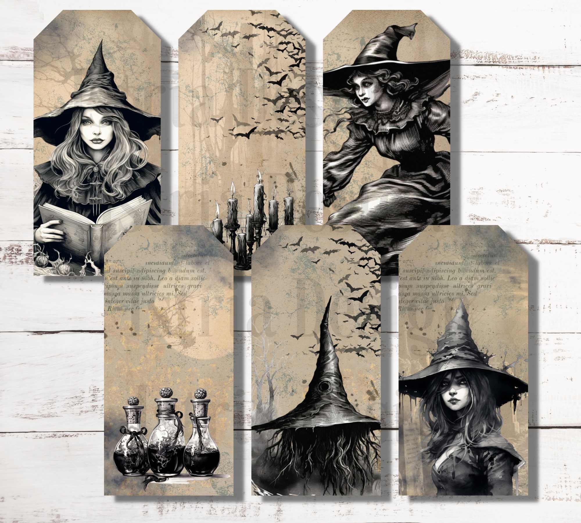 Witch Gift Tags, Printable Party Favor Tags, Halloween Ephemera ...