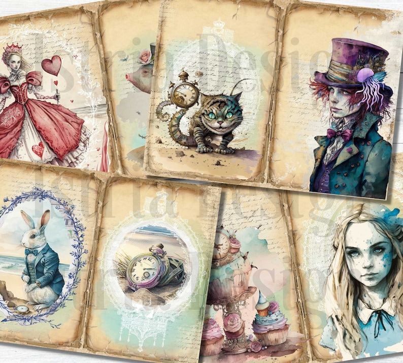 Alice in Wonderland Junk Journal Kit, Summer Junk Journal Pages ...