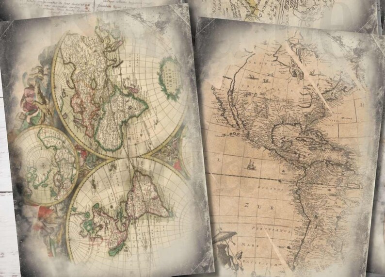 Old Map Printable, Travel Journaling Cards, Vintage Ephemera, ATC Cards ...