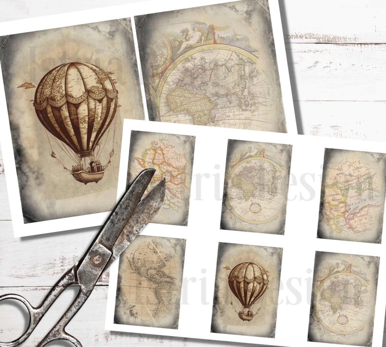 Old Map Printable, Travel Journaling Cards, Vintage Ephemera, ATC Cards ...