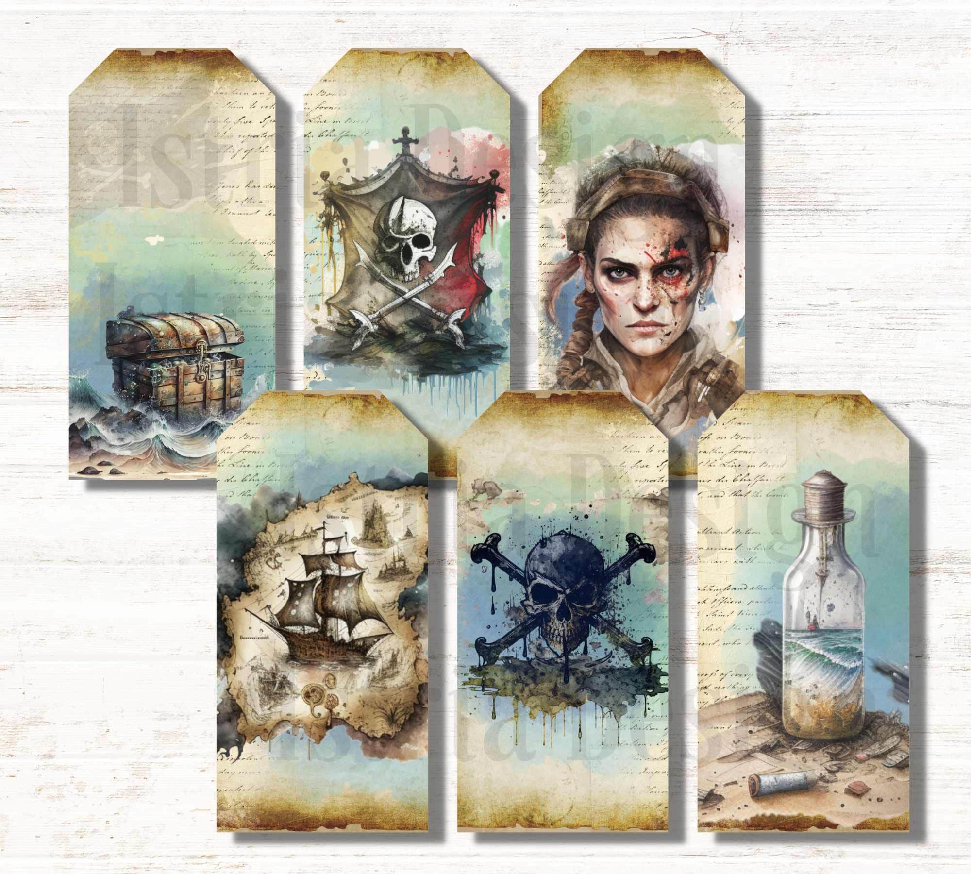 Pirate Gift Tags Printable Party Favor Tags Nautical - Etsy