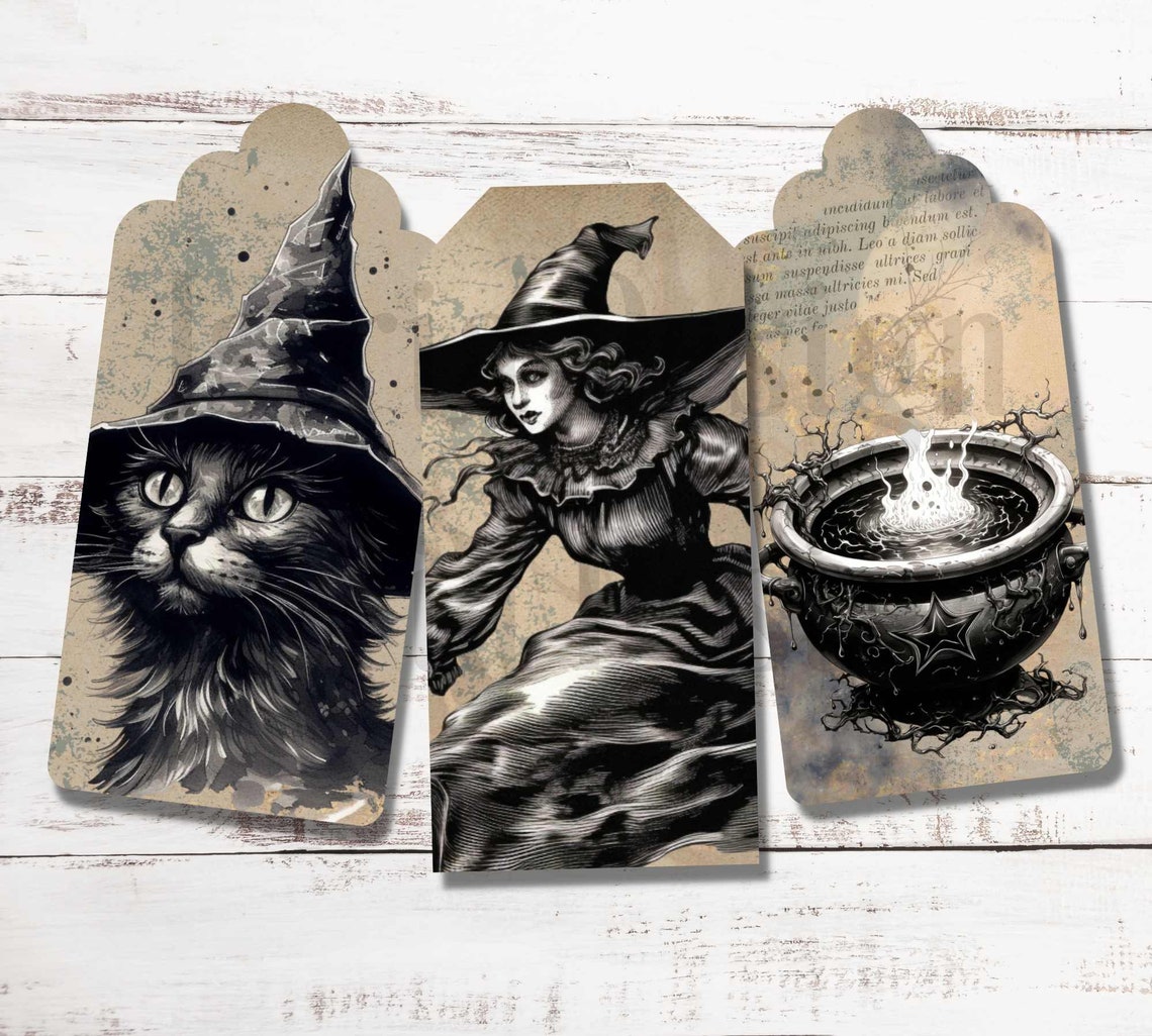 Witch Gift Tags Printable Party Favor Tags Halloween - Etsy