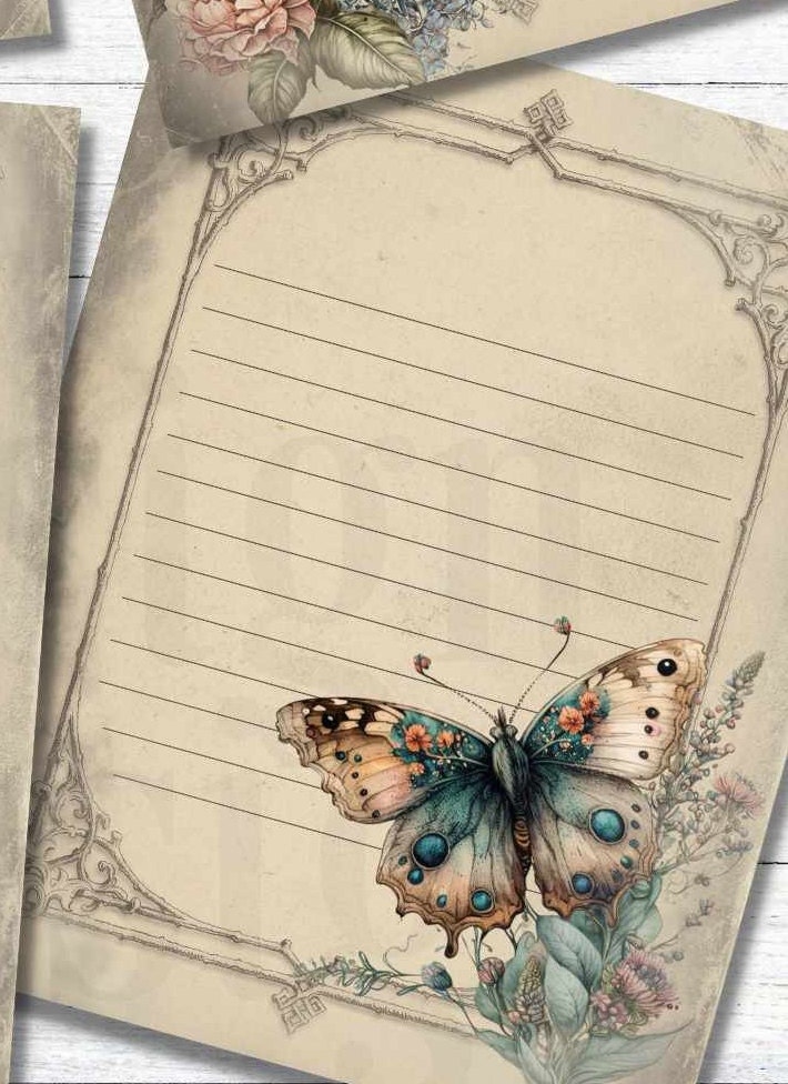 Spring Journal Printable Butterflies Paper Lined Journaling - Etsy
