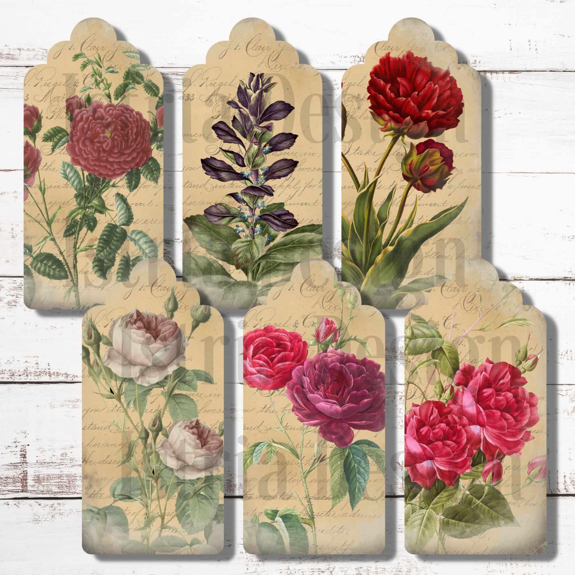 Printable Floral Tags, Vintage Flowers Gift Tags, Spring Journal ...