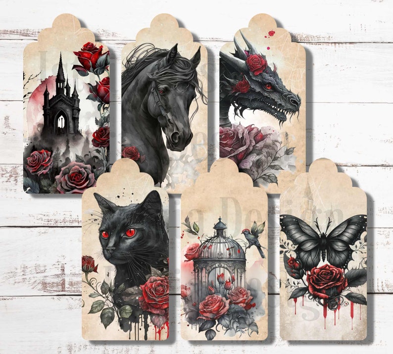 Goth Party Favor Tags, Gothic Journaling Tags, Sweet 16, Bachelorette ...