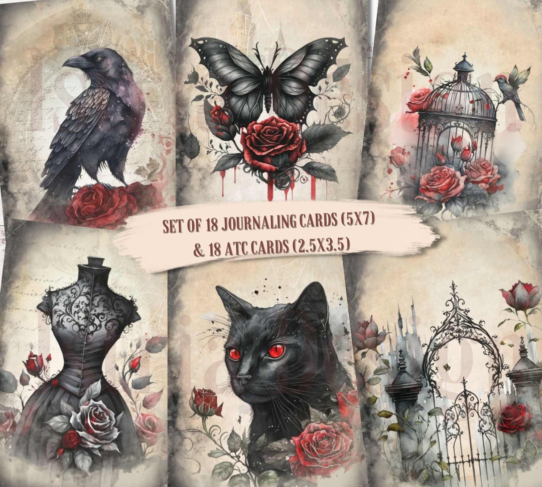 Gothic Journaling Cards, Goth ATC Cards, Printable, Junk Journal ...