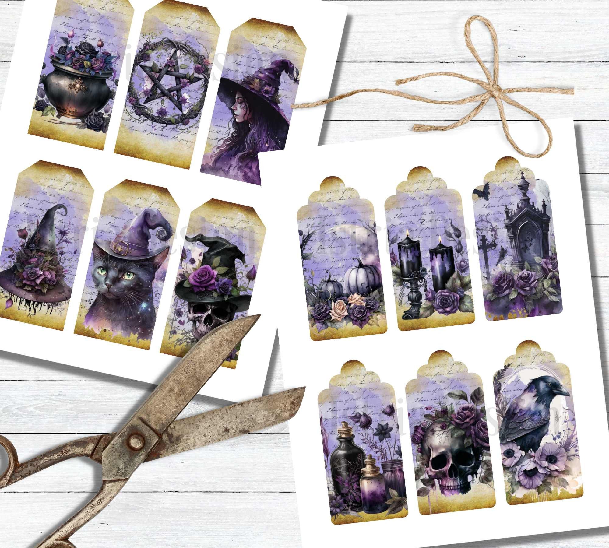 Halloween Party Favor Tags Witch Gift Tags Gothic Witch - Etsy