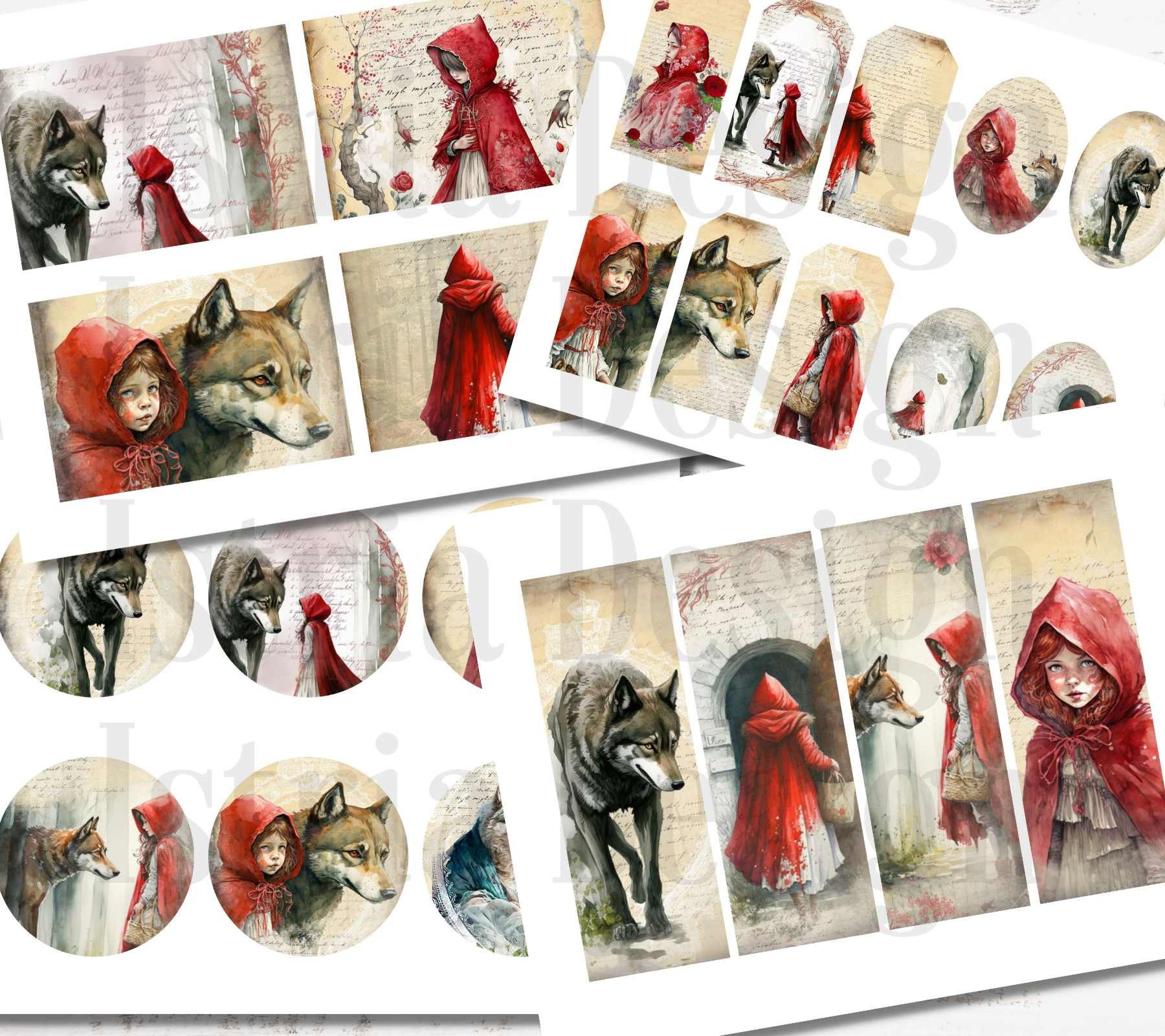Little Red Riding Hood Printable Junk Journal Kit, Vintage Scrapbook ...