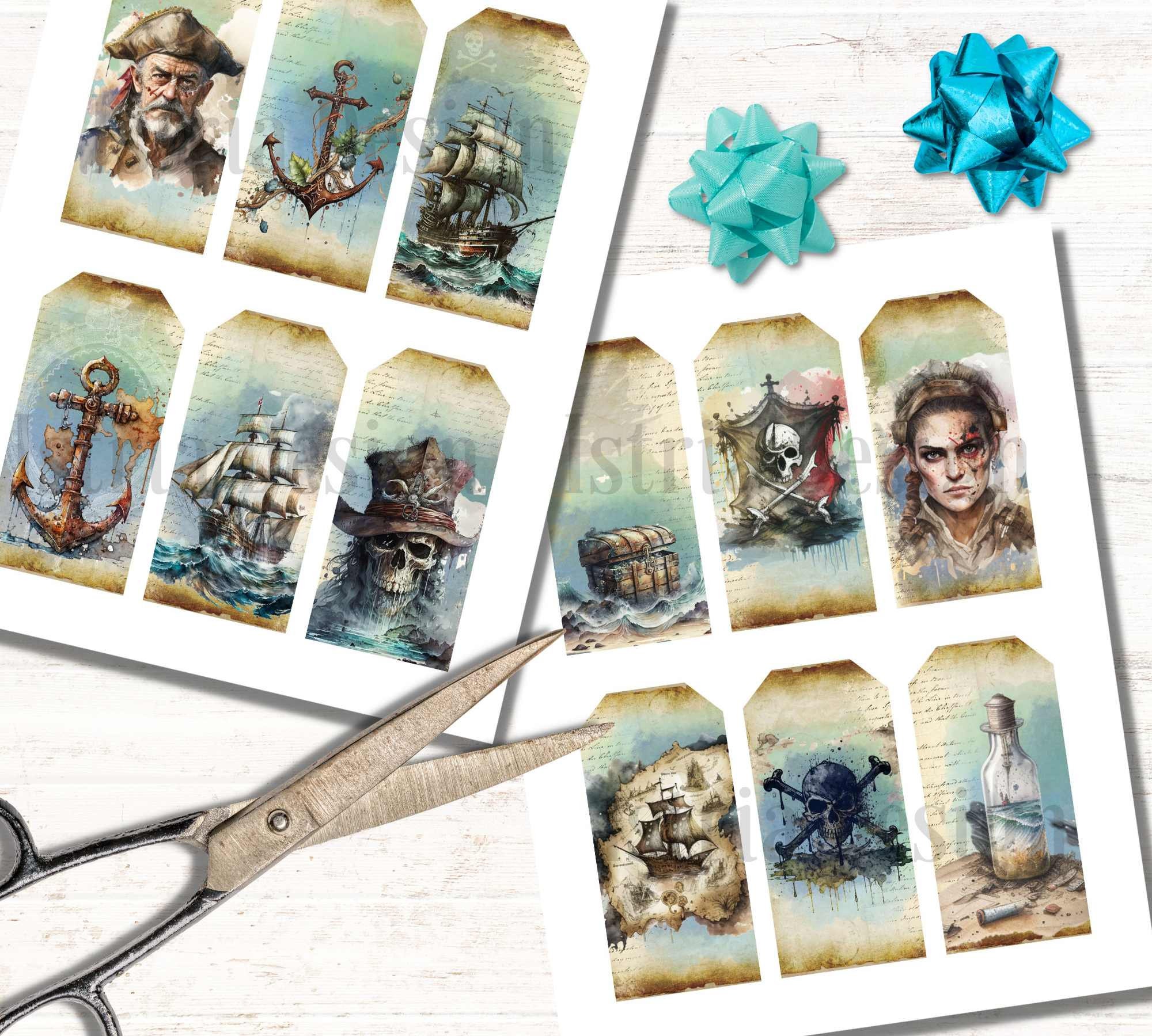 Pirate Gift Tags Printable Party Favor Tags Nautical - Etsy