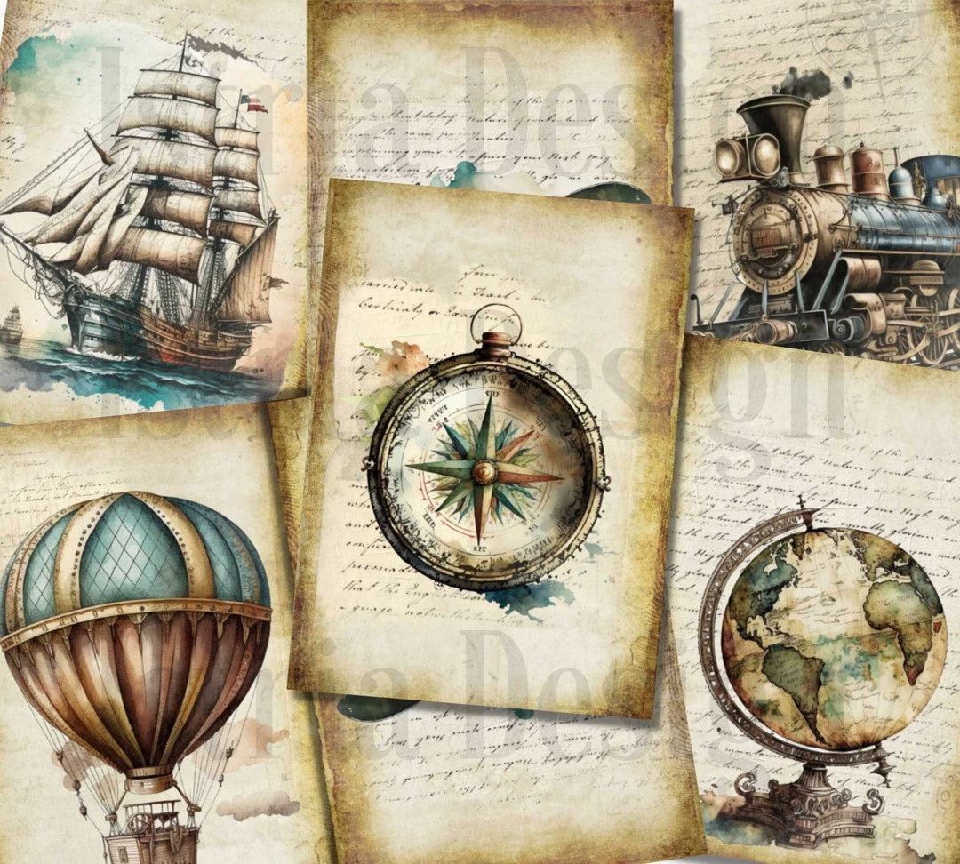 Vintage Travel Journaling Cards, Printable Journal Cards, Vintage ...