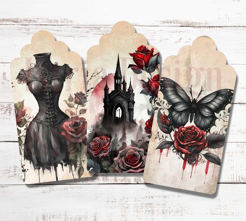 Goth Party Favor Tags, Gothic Journaling Tags, Sweet 16, Bachelorette ...