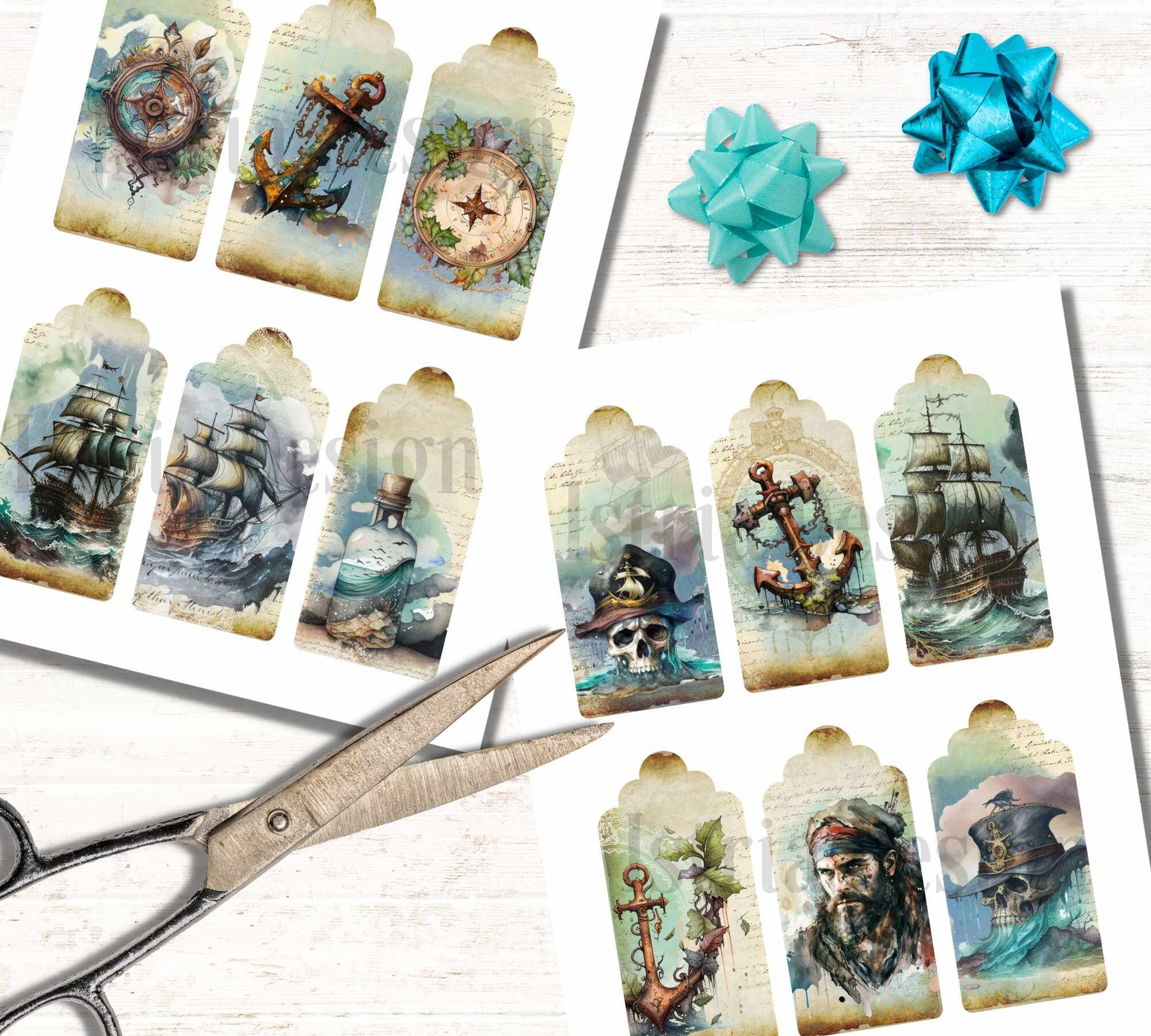 Pirate Gift Tags Printable Party Favor Tags Nautical - Etsy
