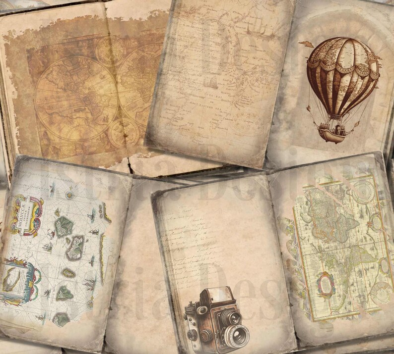 Map Travel Journal, Travel Junk Journal Kit, Map Junk Journal, Vintage ...