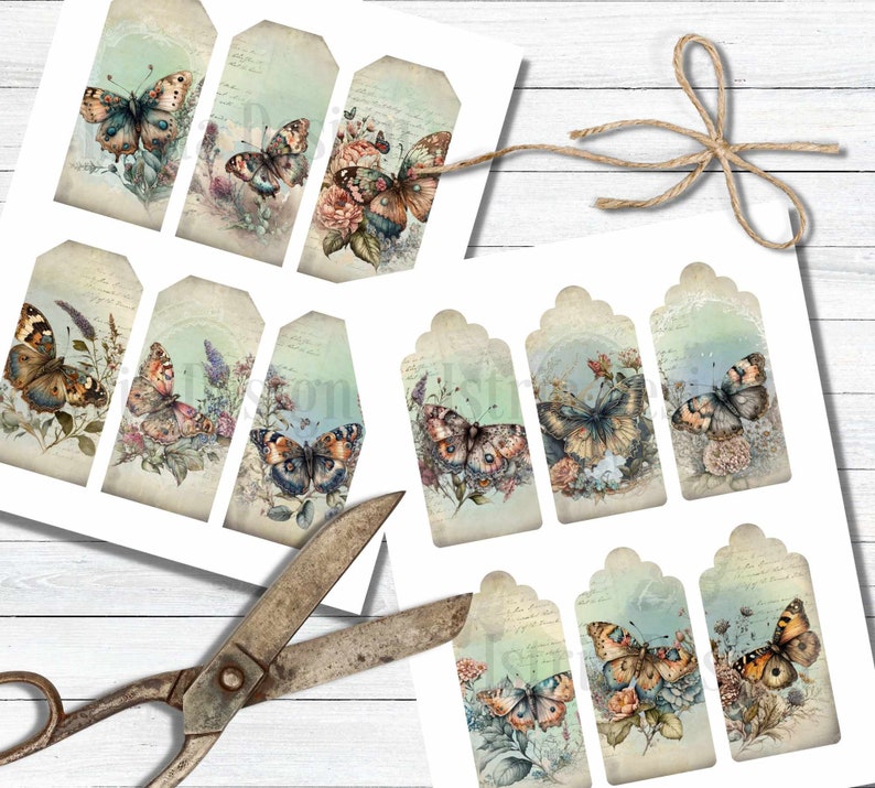 Vintage Butterfly Tags, Butterflies, Mothers Day Gift Tags, Vintage ...