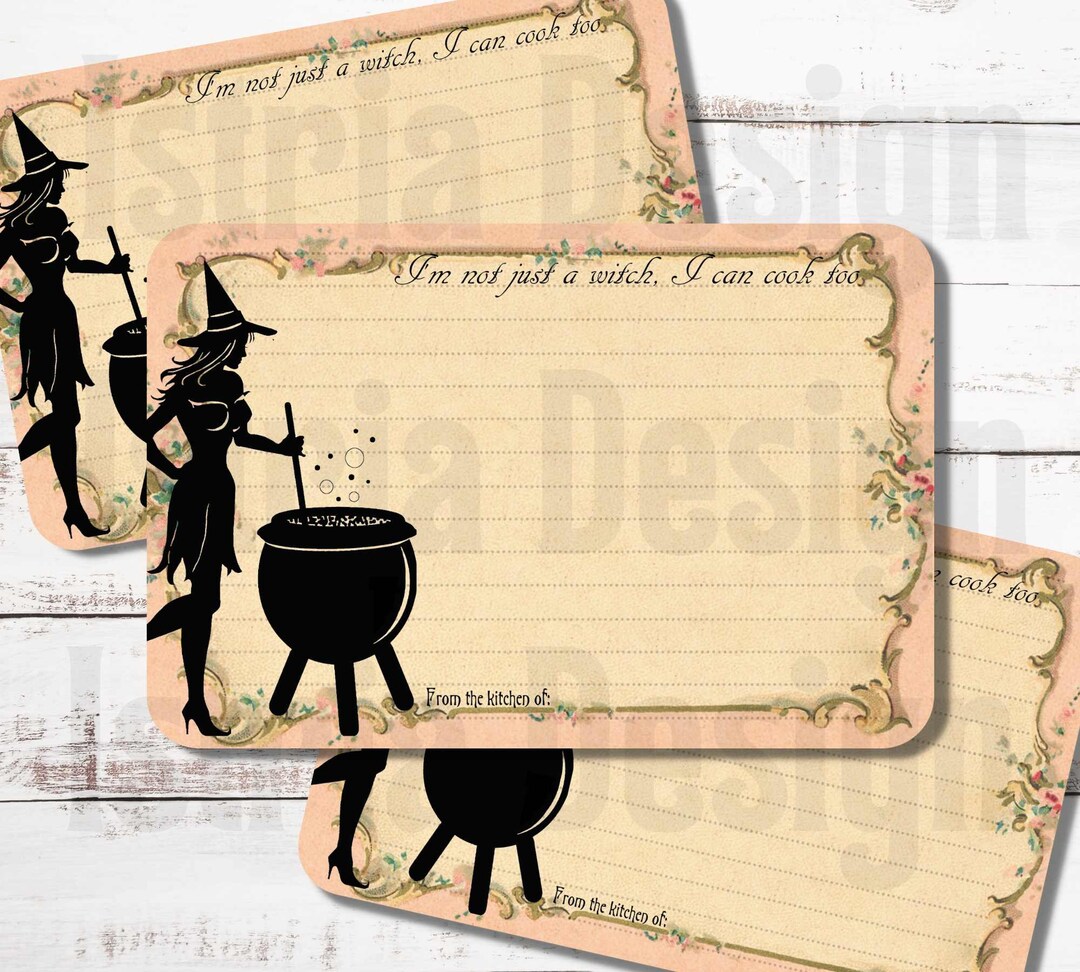 Witch Recipe Cards Printable Recipe Cards Halloween - Etsy