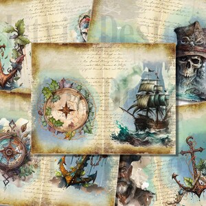 Pirates Junk Journal Kit, Vintage Ephemera Printable, Nautical ...