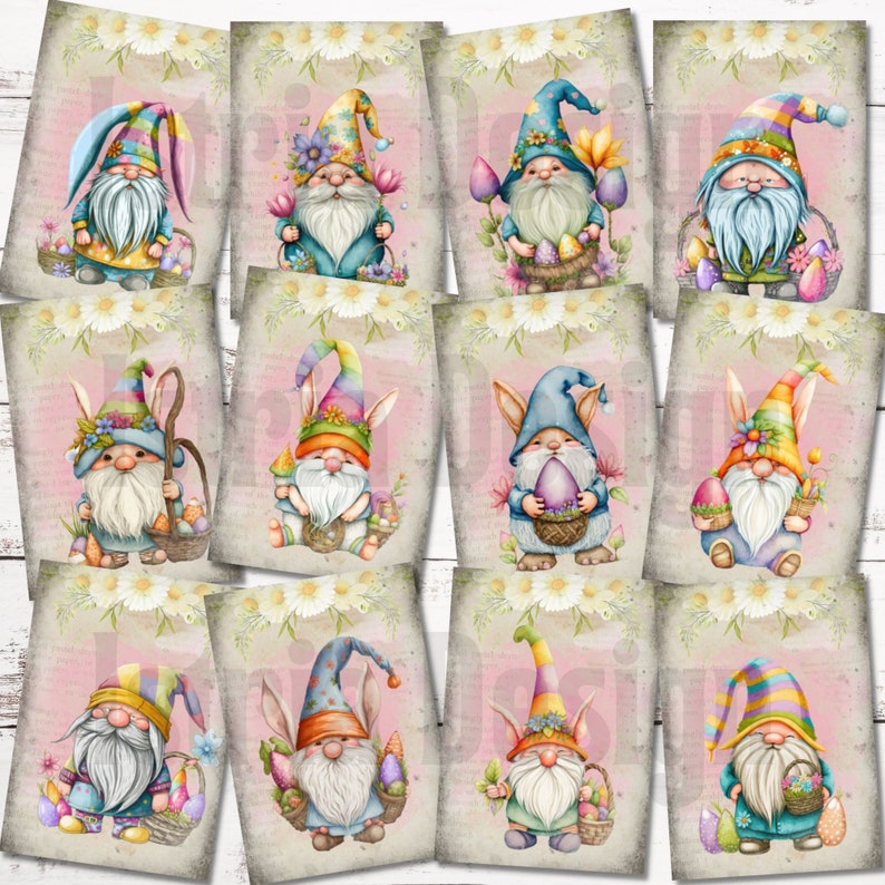 Gnomes Journaling Cards Vintage Easter Printable Easter - Etsy