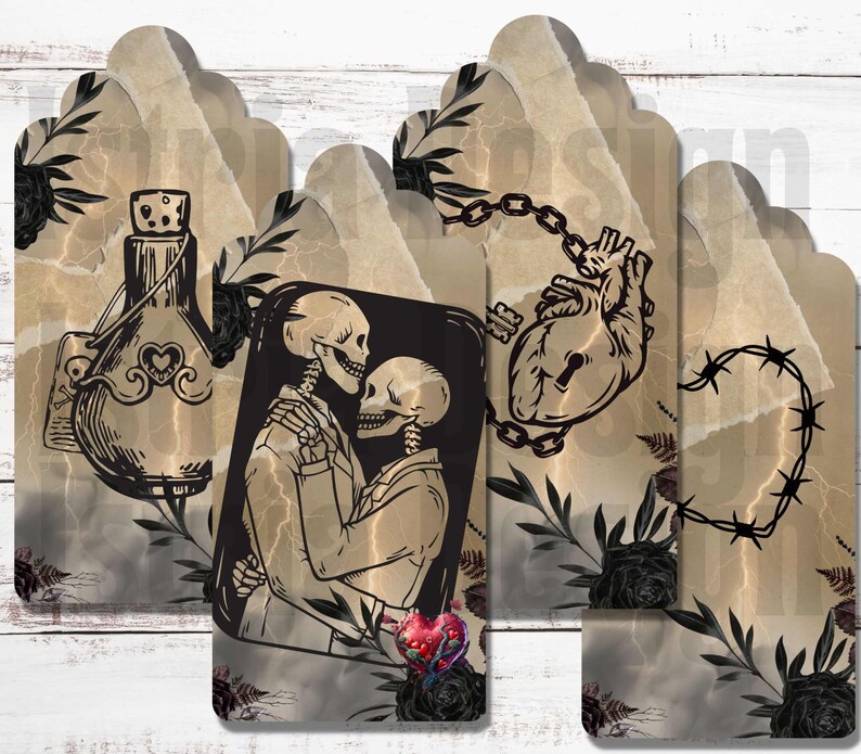 Goth Valentine Tags, Printable, Gothic Love Gift Tags, Skeleton Couple ...