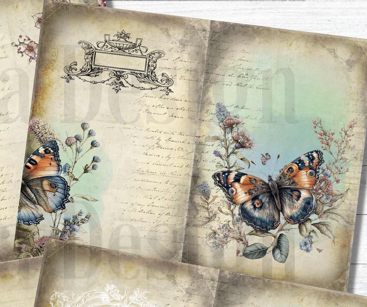 Vintage Butterflies Digital Paper Butterfly Journal - Etsy