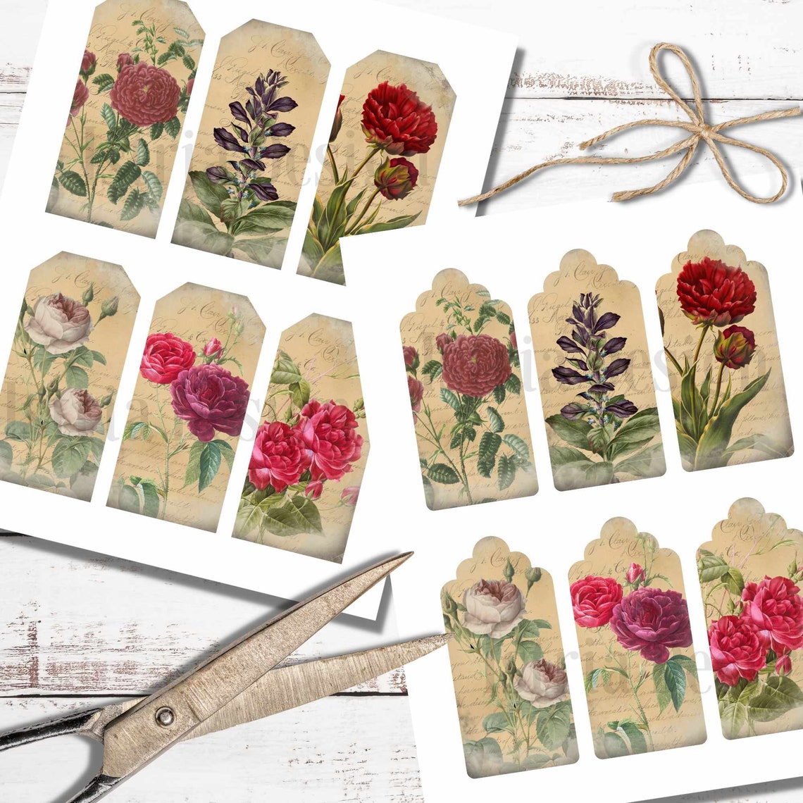 Printable Floral Tags Vintage Flowers Gift Tags Spring - Etsy