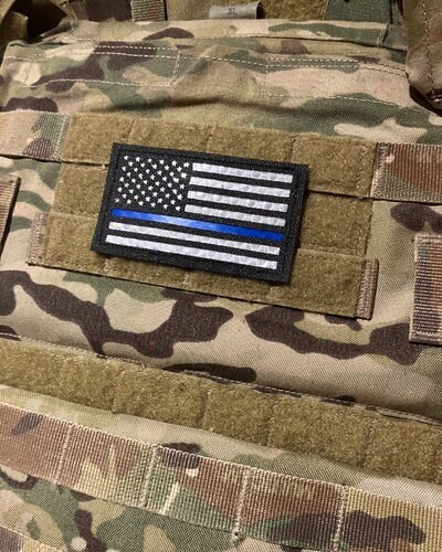 Police Thin Blue Line Reflective Flag Patch 3.5 X 2 Reflective Blue and ...