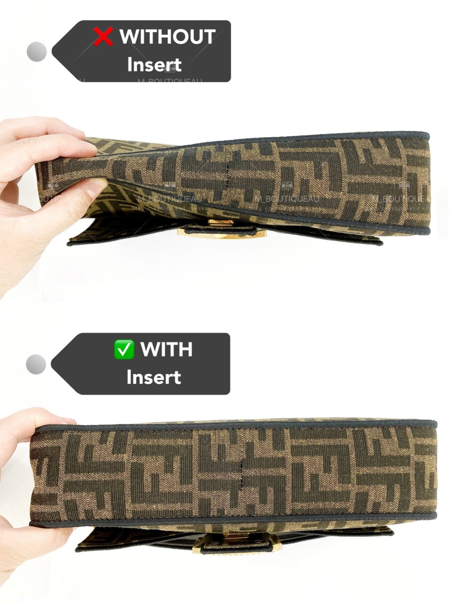 Base Shaper Bag Insert Saver for F*NDI Baguette Medium Shoulder Flap ...