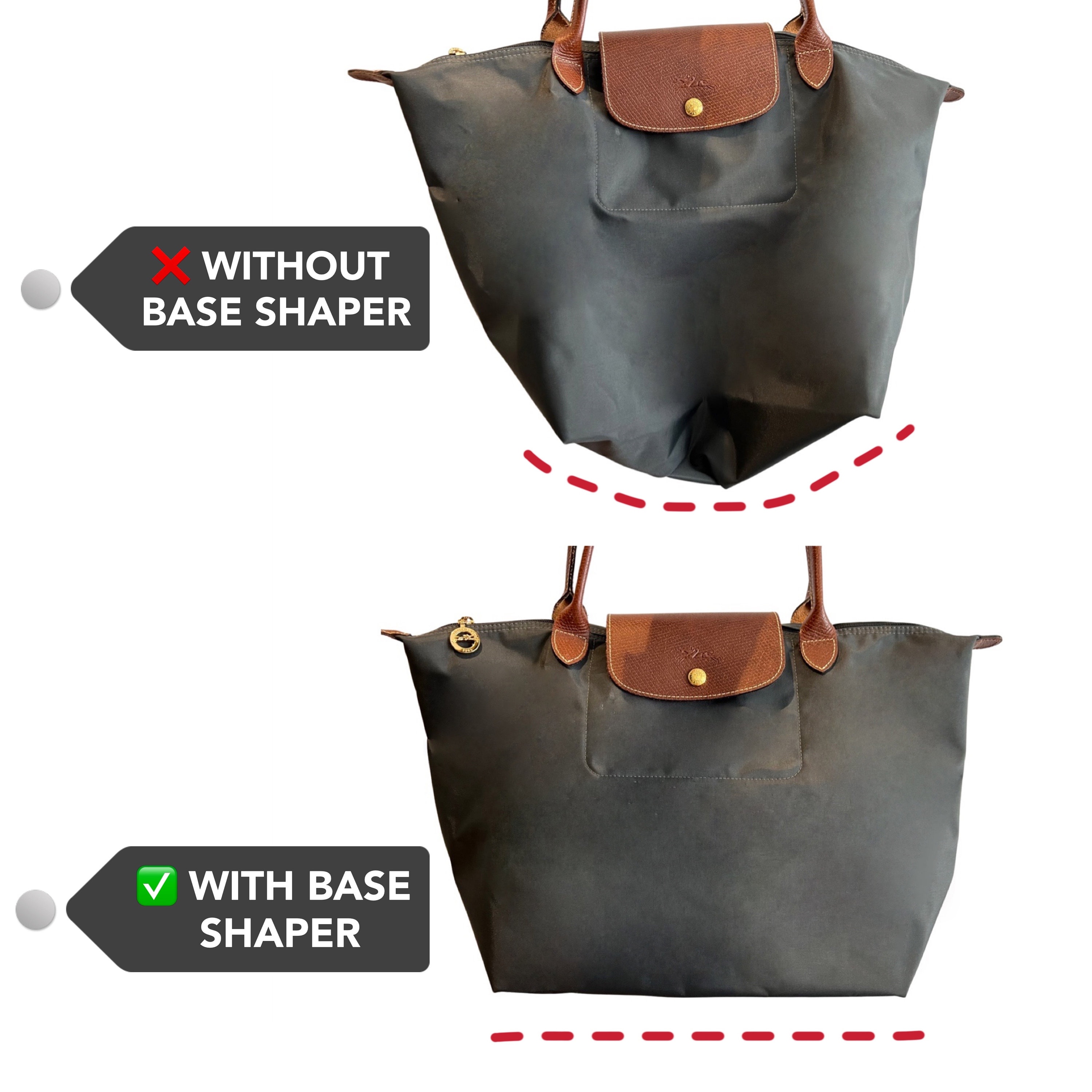 Base Shaper Bag Insert Saver for L*NGCHAMP Le Pliage Medium Shoulder ...