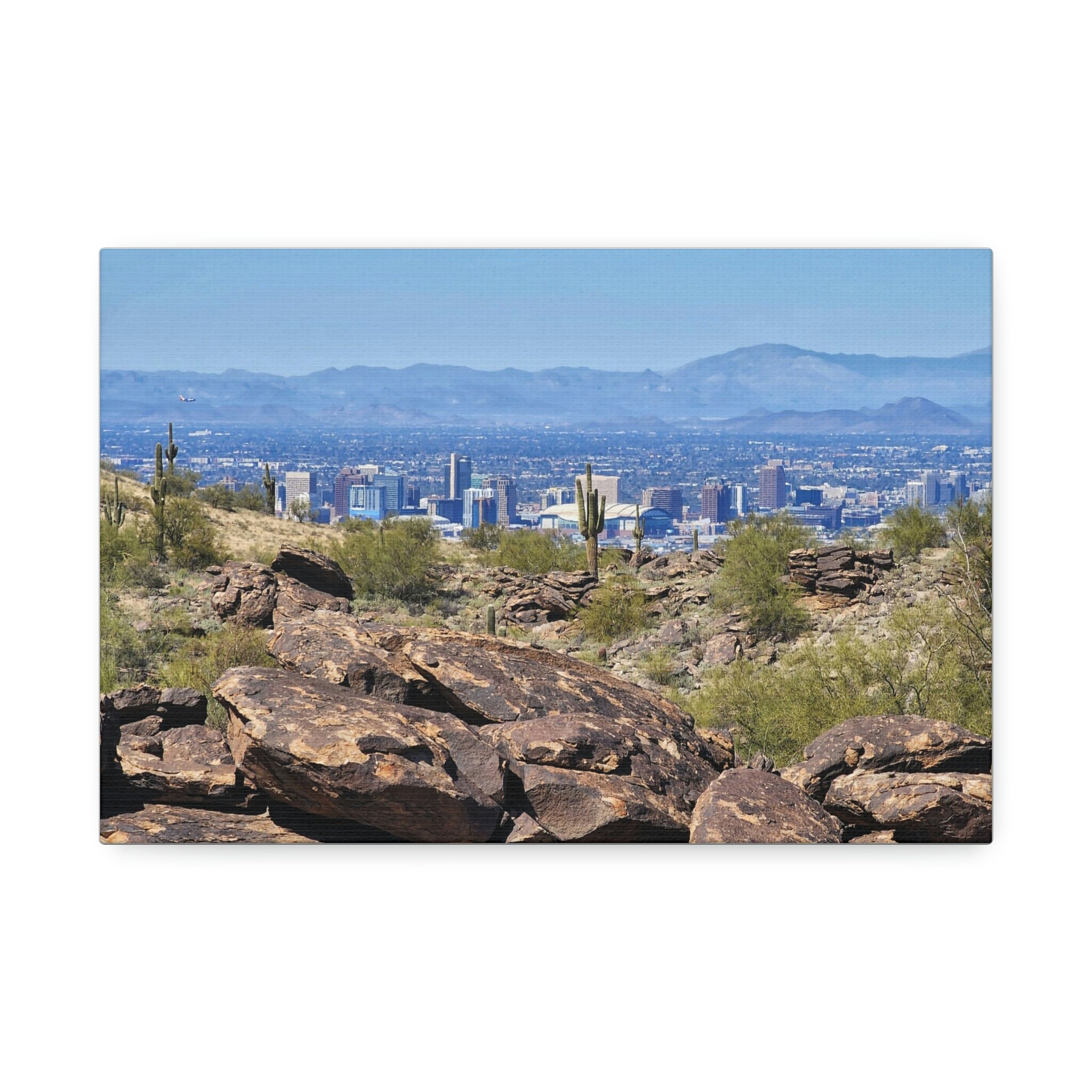 Phoenix Arizona Skyline Saguaro Cactus South Mountain Desert Chase Field City Cityscape Canvas ...