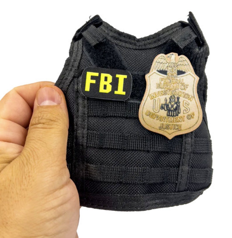 FBI Tactical Beverage Bottle or Can Cooler Vest Removable Patches Gift ...