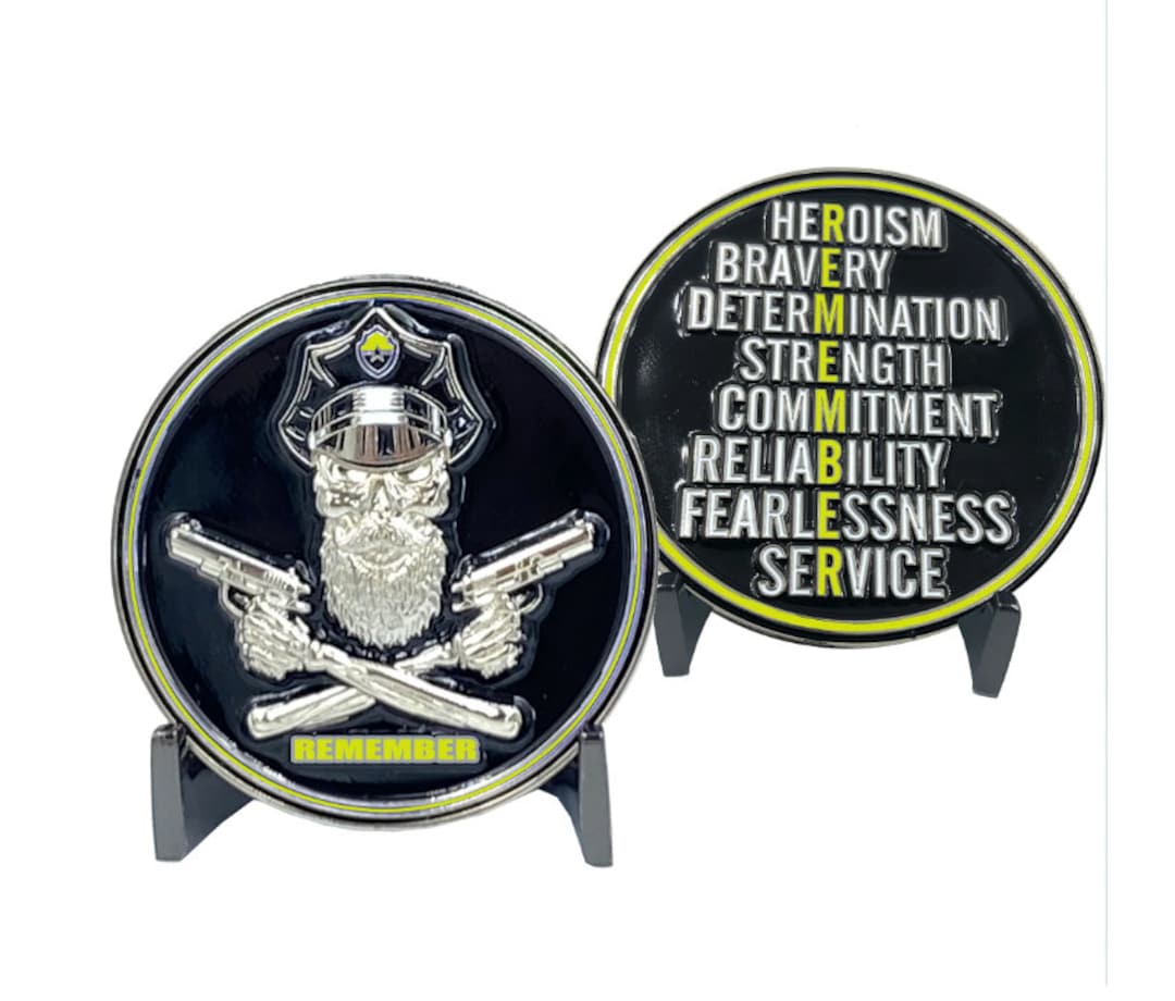 REMEMBER Thin Yellow Line Challenge Coin Thin Gold Line Gift for 911 ...