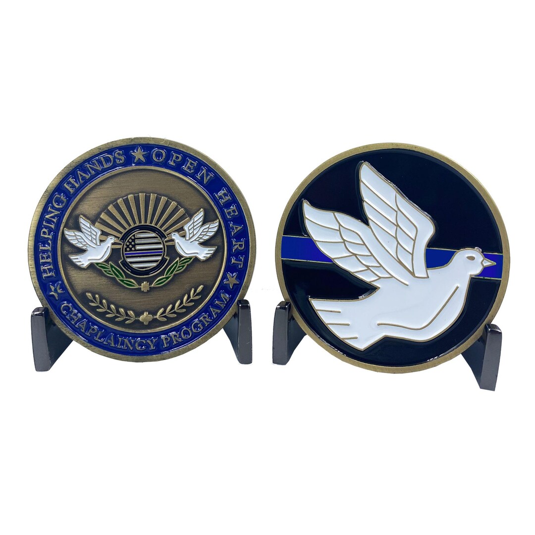 Thin Blue Line Chaplain Challenge Coin Chaplaincy Police Deputy Sheriff ...