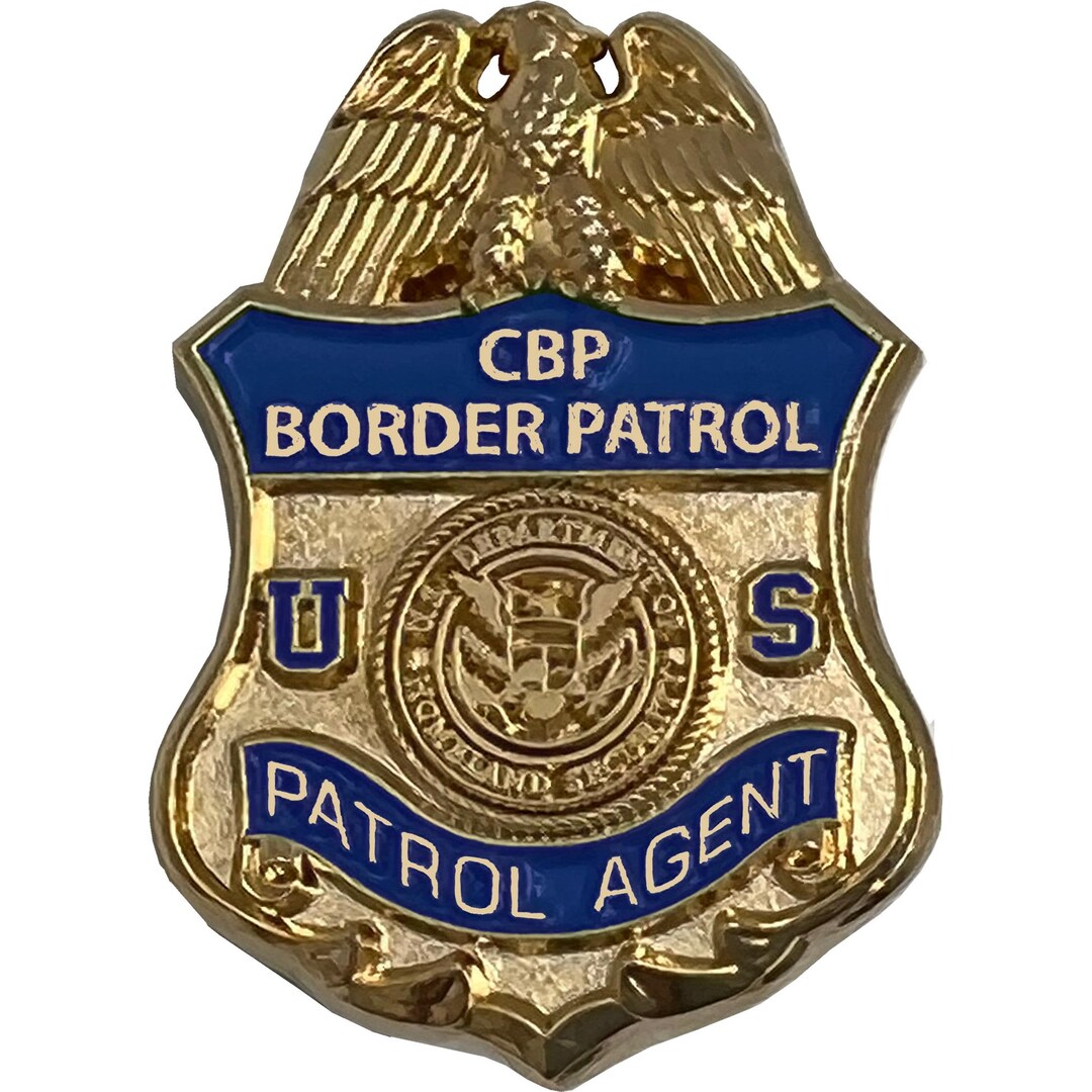 24KT Gold Plated Border Patrol Agent Pin With Dual Pin Posts Blue ...