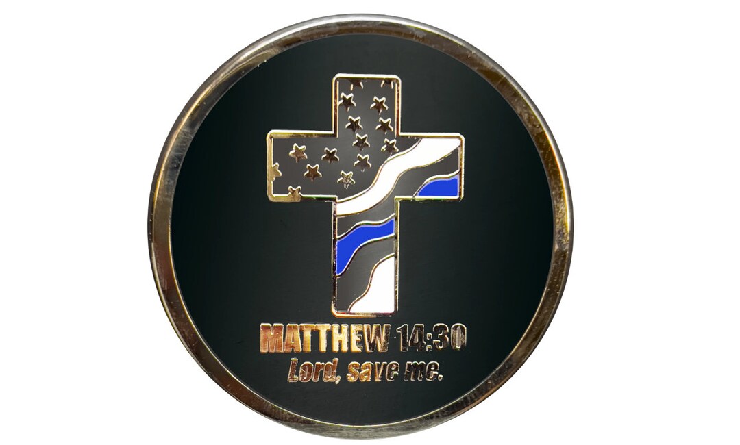 Thin Blue Line Challenge Coin Prayer Saint Michael Protect Us Matthew ...