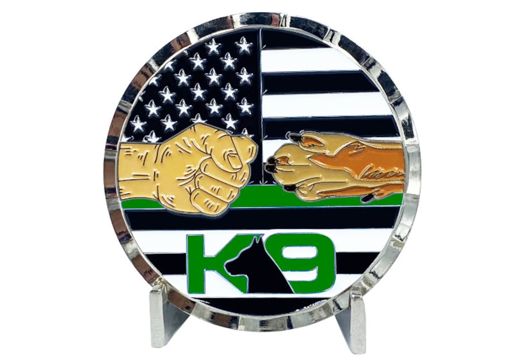 K9 Thin Green Line Challenge Coin Fist Paw Bump Gift for CBP BPA Border ...
