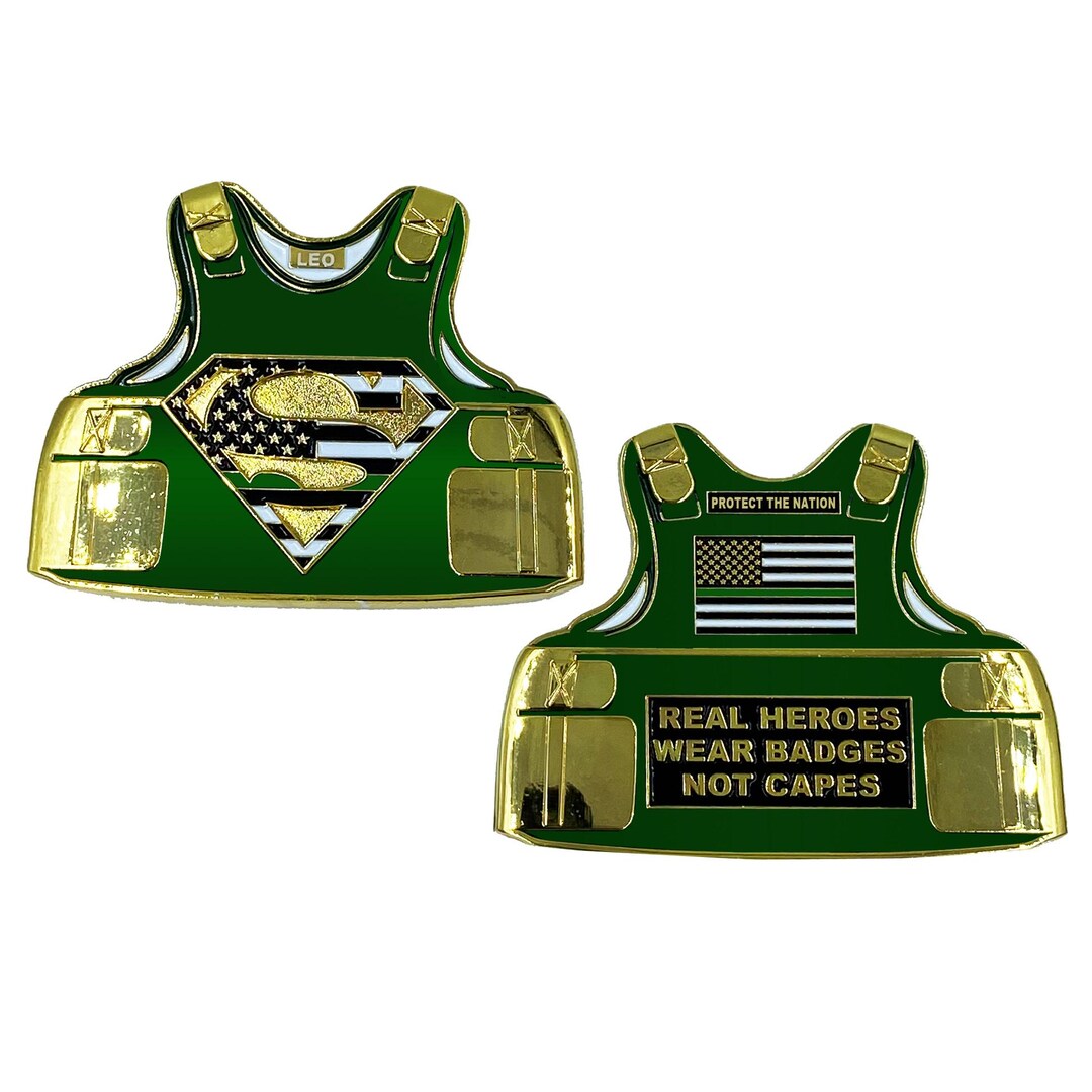 Police Body Armor Challenge Coin Thin Green Line Border Patrol Capes ...