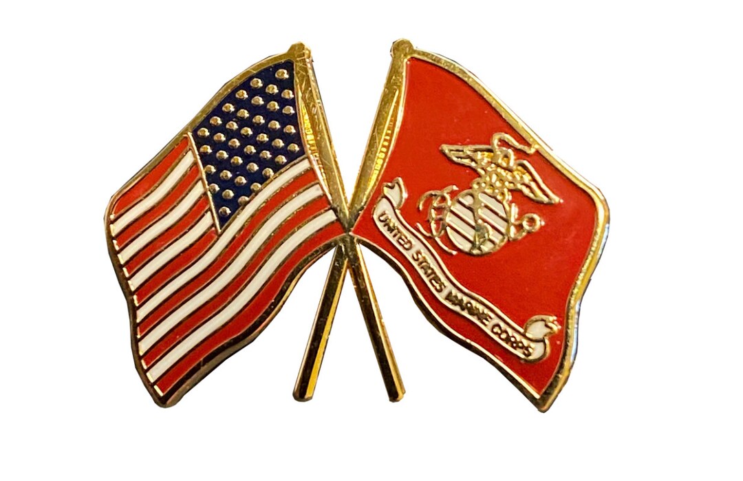 US Marine Corps Pin American Flag Cloisonné Lapel Pin Gift for Marines ...
