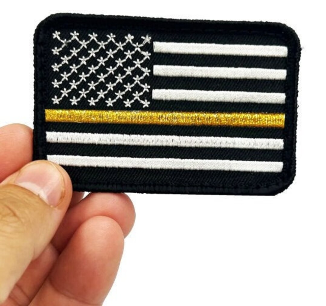 Thin Yellow Line Subdued American Flag Patch Hook and Loop Back ...