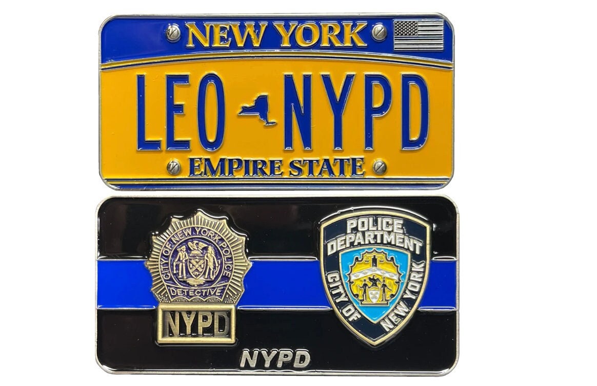 NYPD License Plate Challenge Coin Thin Blue Line Police Detective Gift ...