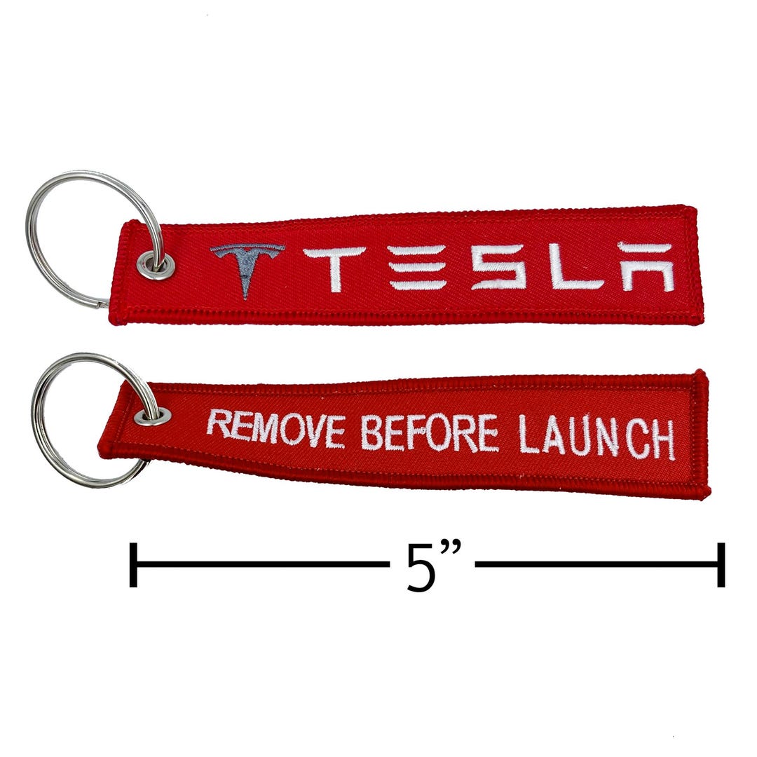Tesla 3 X S Y REMOVE BEFORE LAUNCH Keychain or Luggage Tag or Red ...