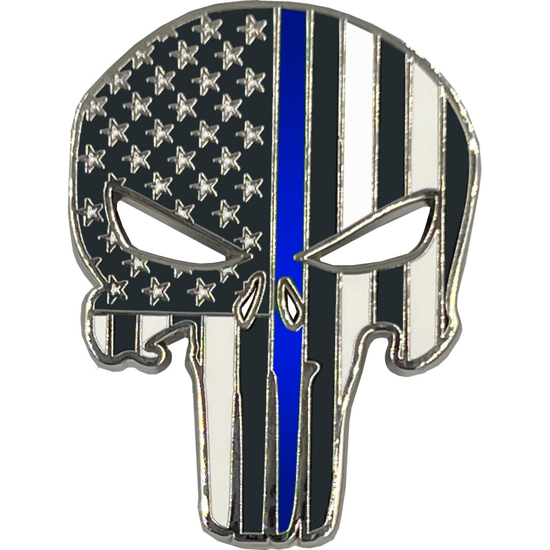 Thin Blue Line American Flag Pin Police With Die-cut Eyes and Dual Pin ...