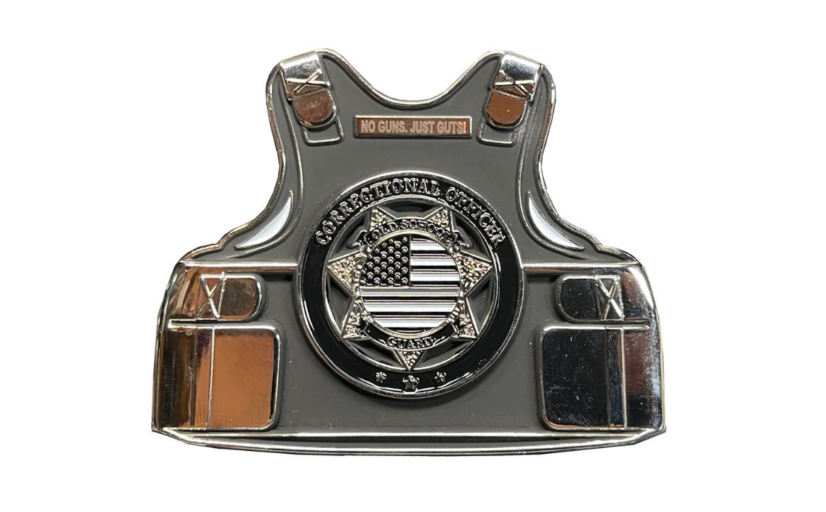 Can't Fix Stupid Old School Prison Guard Vest Challenge Coin Thin Gray ...