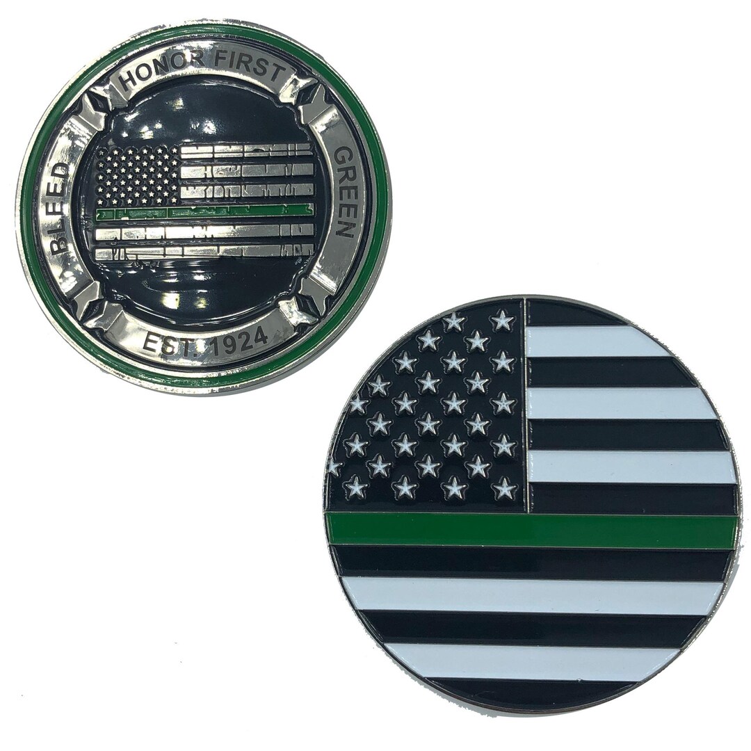 Thin Green Line Core Values Challenge Coin Bleed Green Border Patrol ...
