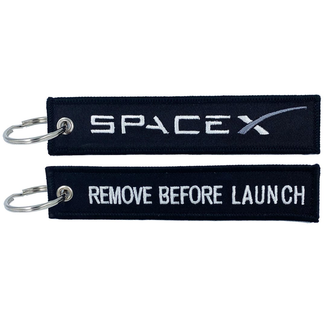 BLACK Spacex Remove BEFORE LAUNCH Luggage Tag Zipper Pull Keychain ...