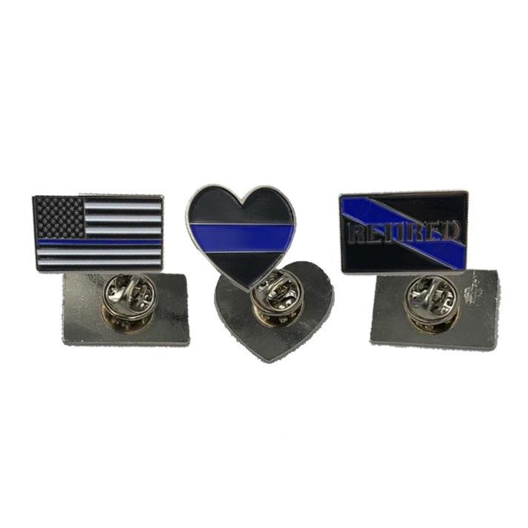 Thin Blue Line Pin Set: 3 Law Enforcement Police Pins - Etsy