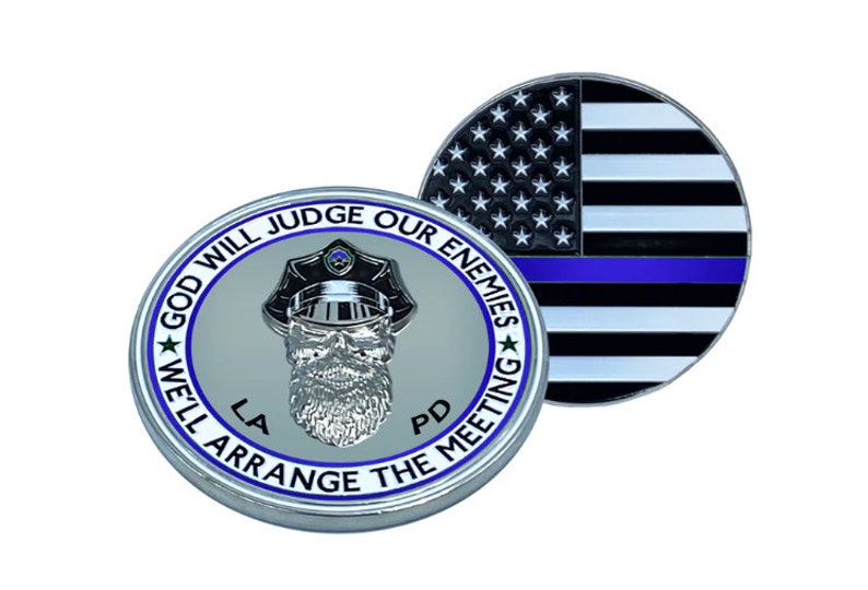 Thin Blue Line LAPD Challenge Coin God Will Judge Los Angeles Police ...