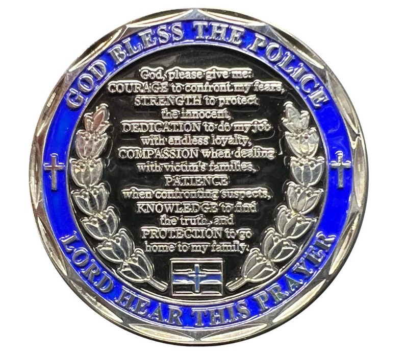 Saint Michael Police Prayer Challenge Coin Thin Blue Line Gift for Cop ...