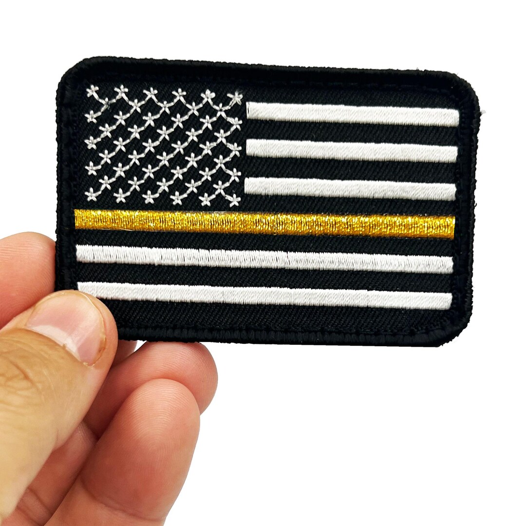 Thin Gold Line Tactical Subdued American Flag Patch With Hook and Loop ...